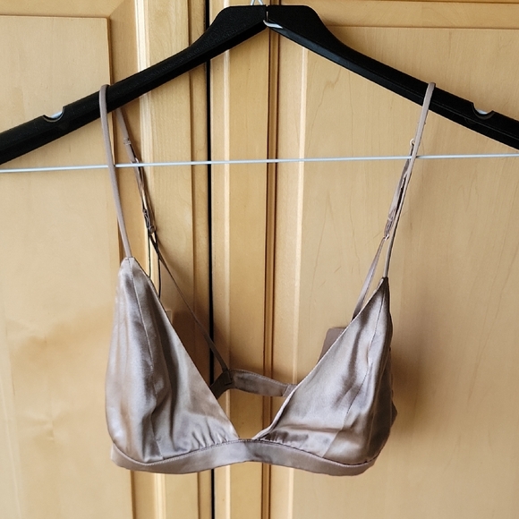 Intimates & Sleepwear | Tan Silk Blend Satin Bralette | Poshmark